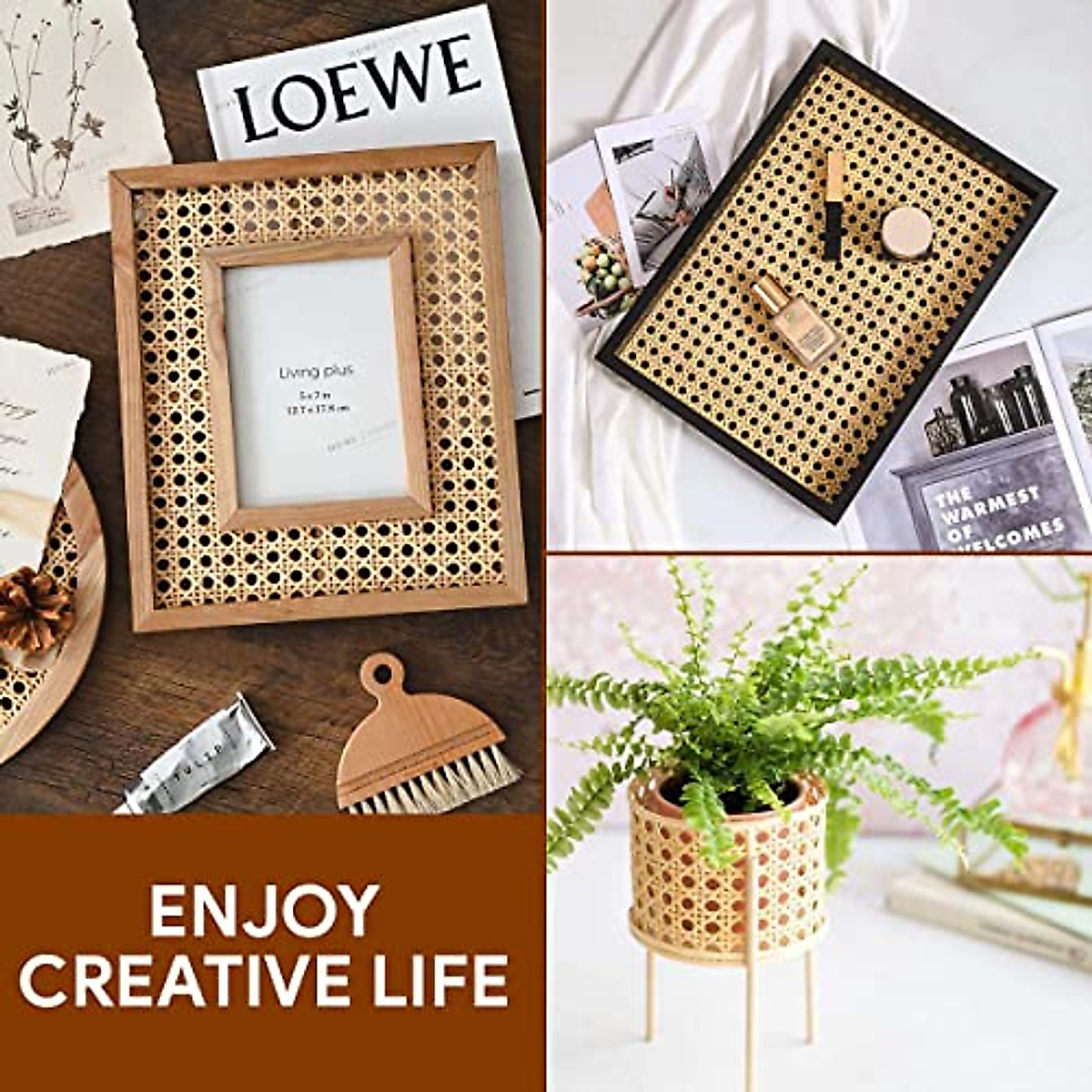 18" Width Rattan Cane Webbing Roll 18 Inch x 5 Feet Hexagon Weave 1/2 Inch Pre-Woven Cane Mesh Net Open Weave Wicker Cane Webbing Rattan Sheets Natural Material for Cabinet Chair (5 Feet)