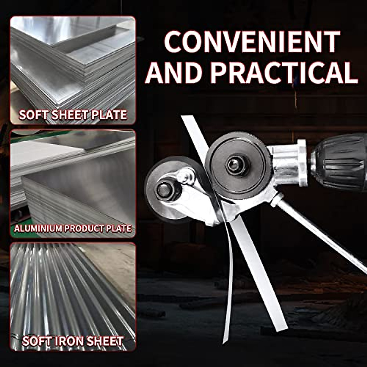 Tipsyoo Electric Drill Plate Cutter,2024 NEW Metal Nibbler Drill Attachment,Sheet Metal Cutter,DIY Metal Drill Attachment, Sheet Metal Knife for Cutting Iron, White Sheet, Steel,Copper, Aluminum