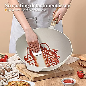 Ilovfeot Nonstick Wok Pan with Lid,Non Stick Wok Frying Pan 13 inch with Stay Cool Handle,Cooking Wok,Induction Compatible,Scratch Resistant,Dishwasher and Oven Safe