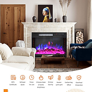 KUPPET Electric Fireplace 28.8'' Fireplace Insert with Remote Control 500W/1500W-In Wall Recessed - 6H Timer - Digital LED Display - Safety Cut Off