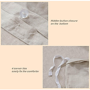 meadow park 100% Linen Duvet Cover Set Queen, 3 Pieces (1 Duvet Cover and 2 Pillow Shams), Basic Style with Button Closure, Washed French Flax, Queen Size, Natural Color