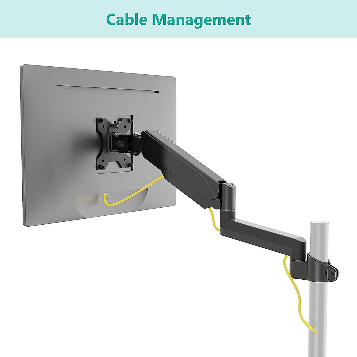 WALI Premium Single Fully Adjustable Gas Spring Arm for WALI Monitor Mounting System (GSAM001), Black