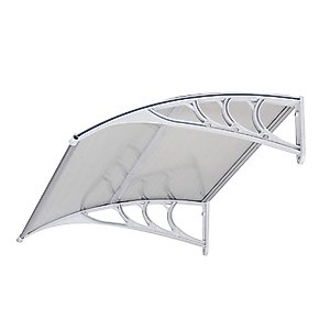Imseigo 40"x 30" Polycarbonate Window Door Awning Canopy Transparent with ABS Bracket,Front Door Outdoor Awning Canopy UV Rain Snow Protection Hollow Sheet (40"x 30", Transparent with White Bracket)