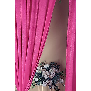 Cytdkve 2 Panels 4.8 Feet x 10 Feet Fushia Velvet-Like Wedding Backdrop Curtain Drapes, Silky Soft Window Curtains Panels for Wedding Ceremony Birthday Party Decorations