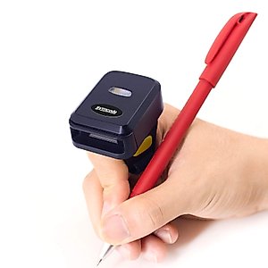 Symcode 2D Bluetooth Wireless QR Barcode Scanner,Portable Ring Wearable Finger 1D 2D Mini Bar Code Reader Scanner Suppot Screen Scanning with Bluetooth & 2.4GHz Wireless & Wired Connection Scanner