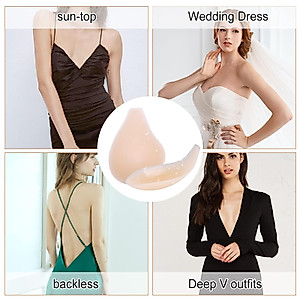 Silicone Invisible Lift Up Bra Stick On Bra Stickers Breast Lift Petals Reusable Backless Strapless Bra Deep V Push Up Sticky Bra Nude