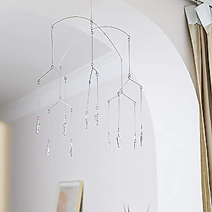 Yeyo Floating Hanging Clip Photo Display Mobile Decor, Metal Vertical Photo Hanging Display Clips Fan for Hanging Pictures Notes Memo Artworks Collage Kids Bedroom Decor (Style 1), Silver ,(PD-01)