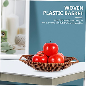 Angoily Rattan Weaving Storage Basket Fruit Bread Snack Woven Basket Simulated Rattan Elegant Decorative