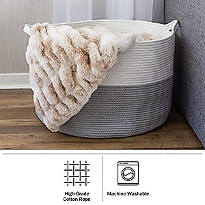 Extra-Large Basket - Cotton Rope Basket with Handles for Laundry, Blanket, Pillow, and Toy Storage - Baskets for Organizing by Home-Complete (Gray)