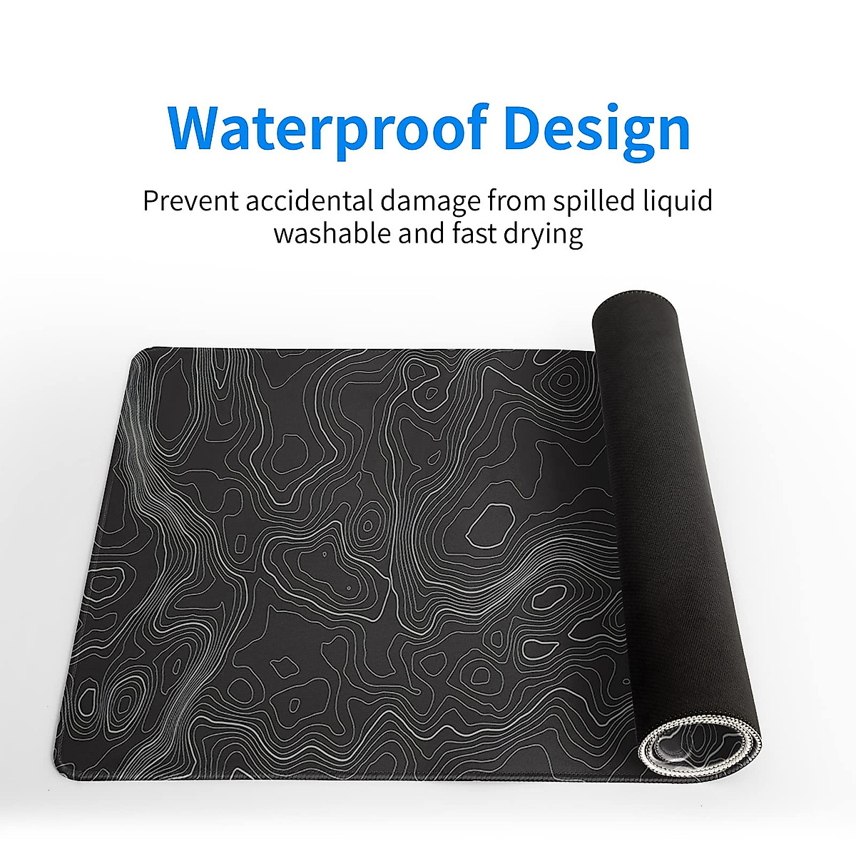Topographic Contour Extended Big Mouse Pad Large,Gaming Mouse Pad Desk Pad,27.6x11.8 Inch Long Computer Keyboard Mouse Mat Mousepad with 3mm Non-Slip Base and Stitched Edge for Gaming and Office