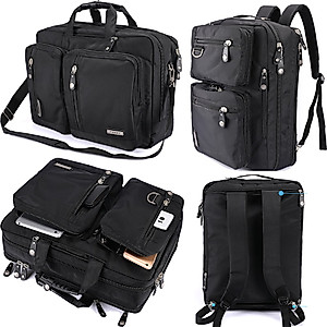 FreeBiz Laptop Backpack Messenger Bag-Hybrid Briefcase Bag BookBag Rucksack with Handle and Shoulder Strap Fits Up To 18.4 Inch Gaming Notebook Compute (18.4 inches, Black)