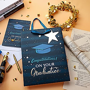 MAYPLUSS 13" Large Gift Bag with Greeting Card and Tissue Paper for Graduation