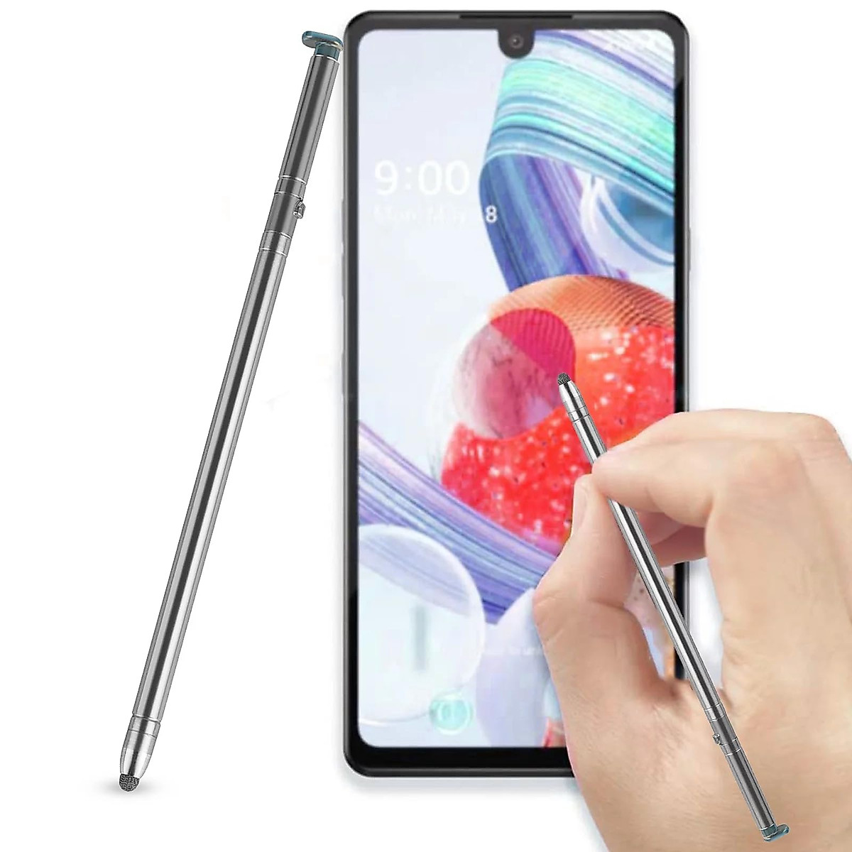 2 Pack LCD Touch Screen Stylus Pen Replacement Parts for LG Stylo 6,Stylo 6 Plus,Boost AT&T TracFone Verizon Xfinity T-Mobile Sprint Cricket (Holographic White)+ Type C Convertor