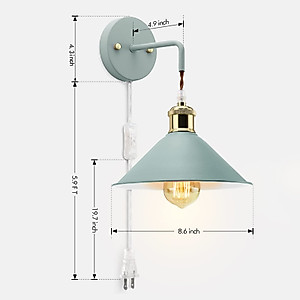 KEWANNO Plug in Wall Sconces, 2PACK Wall Lamp with Plug in Cord, Plug in Wall Light Sconces, Sconces Wall Lighting Plugin, E26 Modern Wall Light Fixtures (Blue)