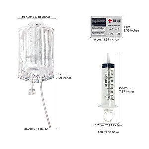 UNIIDECO Halloween Fake Blood Bags Syringe for Drinks, Nursing Themed Party Empty Prop iv Bag Decorations Favors Pack, Nurse Graduation Parties Drink Pouches Decor, Reusable Vampire Drinking Supplies