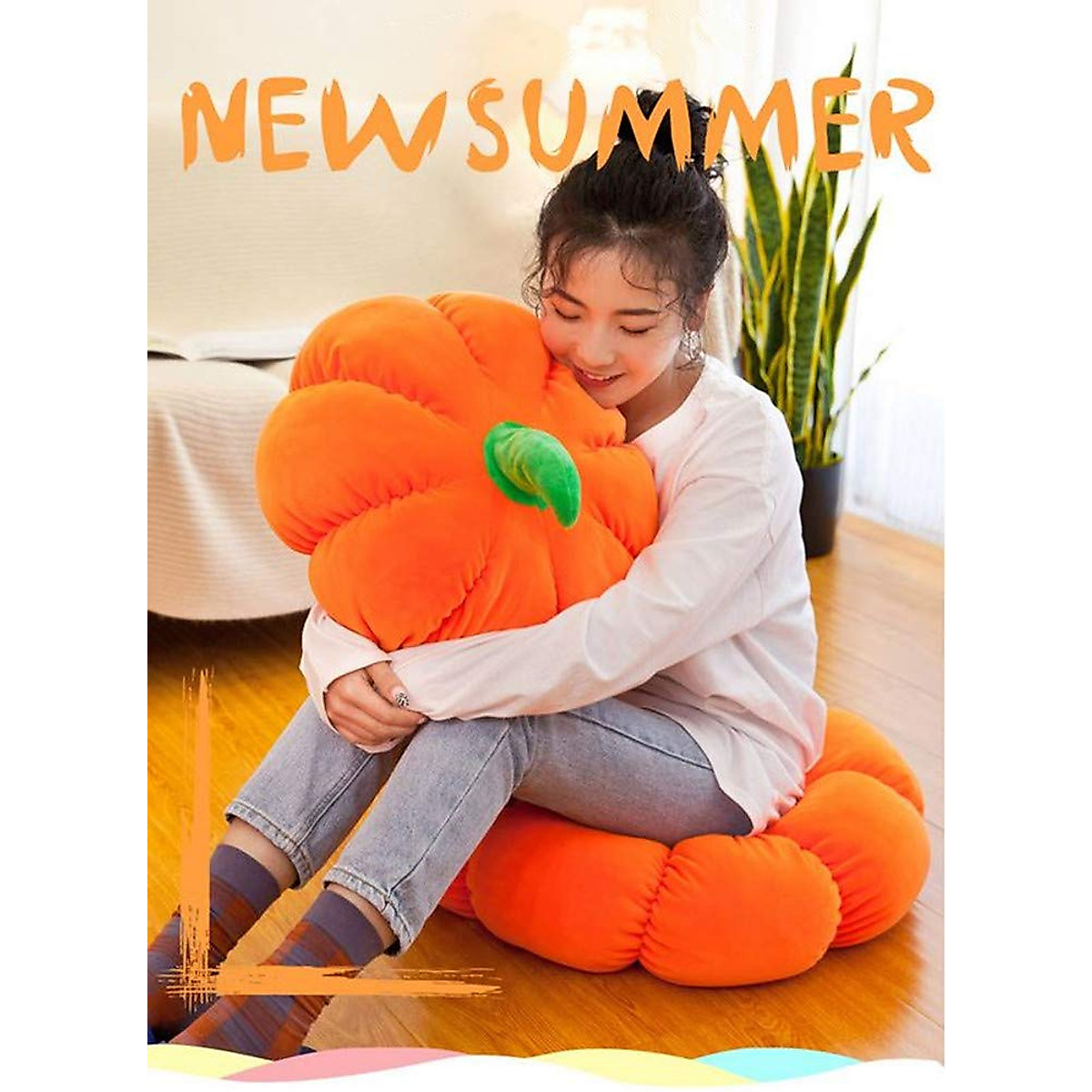 GracesDawn Plush Soft Pumpkin Plush Pillow Pumpkin Decoration Sofa Pillow Soft Pumpkin Gift. Plush Toy, Children’s Gift Orange (40cm[15.7] inch)