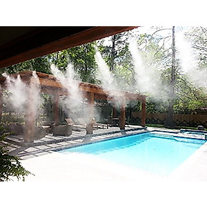 Patio Misting Kit - 250 PSI Patio misting System - Made in USA Pump - Up to 40 Nozzles Misting System - For Residential Misting System - Stainless Steel Misting Nozzles (10 Nozzle System)
