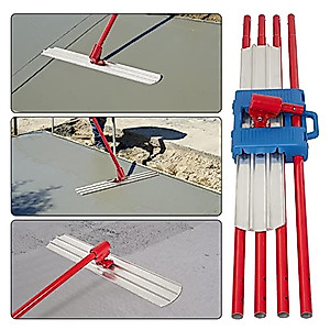 Bull Float Magnesium Concrete Float, 48 x 8" Round End Concrete Float Tool Cement Tool, Concrete Kit Bull Float with 4 Float Handle Bracket Concrete Tools Finishing（RED）