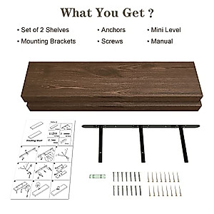 FALANZATH Floating Shelves Wood Set of 2 - Storage Shelf 30 Inch - Rustic Wall Mounted Storage Shelves for Bedroom, Living Room, Bathroom, Kitchen, Office, Farmhouse - Wall Shelf for Kids