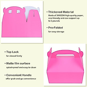 Pink Party Favor Boxes 30pcs Thickened Paper Gift Gable Treat Box Candy Goodie Bags for Kids Birthday Parties Supplies Decorations, Neon Ink