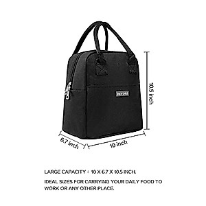 oopikle Lunch Bag For Women - Mens Lunch Box, Insulated Lunch Tote Cooler Bag, Reusable Adult Large Lunch Pail Lunch Kits, Leak Proof Thermal Lunch Sack For Work Travel Picnic - Black