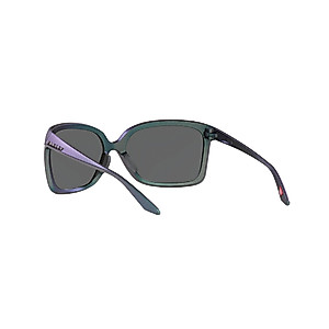 Oakley Women's OO9230 Wildrye Butterfly Sunglasses, Matte Silver/Blue Colorshift/Prizm Black Polarized, 61 mm