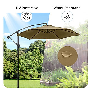 ZIAERKOR Replacement Parasol canopy for 9.8ft, Patio Parasol Replacement Canopy 9.8ft, Outdoor replacement parasol cover surface polyester UV blocking (Khaki, 6ribs)