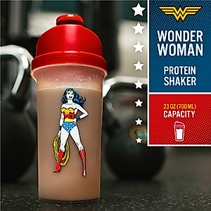 Paladone Wonder Woman Protein Shaker Bottle, 23 oz, Officially Licensed DC Comics Blender Cup