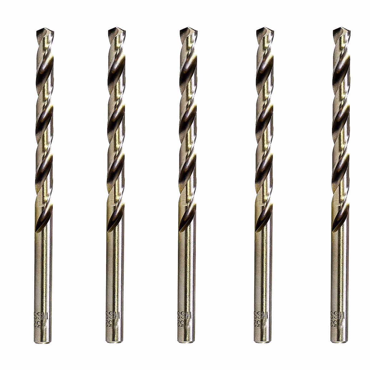 MAXTOOL 5/32" 5pcs Identical Jobber Length Drills HSS M2 Twist Drill Bits Fully Ground Bright Straight Shank Drills; JBF02W13R10P5