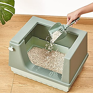 Prevent Semi Enclosed Litter Box with High Side Heightening Anti-Splashing Cat Toilet with Litter Sifting Scoop, Prevent Sand Leakage Deodorizing Cat Pan Easy to Clean and Assemble