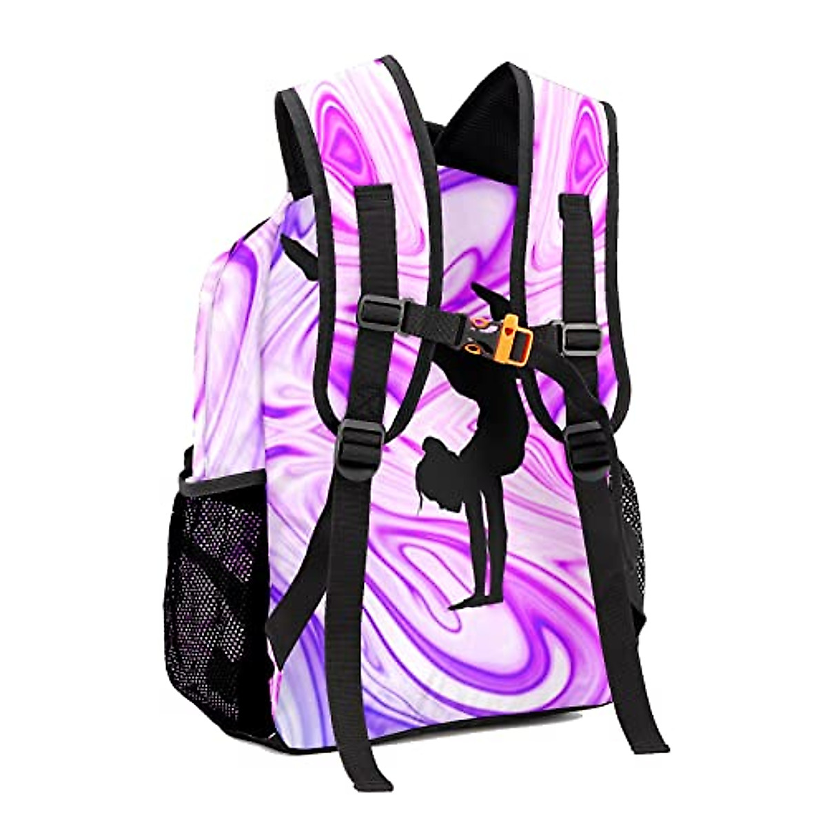 zaaprintblanket Personalized Gymnastics Purple Art Tie Dyed with Text Name Bookbag Waterproof Backpack for Boys Girl Gift