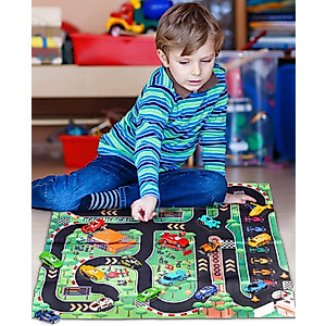 Kids Toy Car & Playmat Set-Car Toy Set for 3 Year Old Boys-17 PCS Metal Racing Car -Vehicle Car Toys for Boys Toddlers