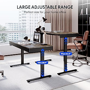 FLEXISPOT Q5 Standing Desk with Drawer, 48 x 24 Inch Electric Adjustable Height Stand Up Desk with Storage Organizer, Whole Piece Wooden Desktop for Home, Office, Computer Workstation, Dark Brown