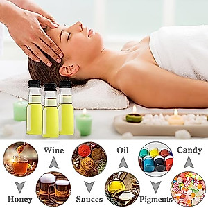 50 Pack 1 oz Mini Liquor Bottles,Clear Plastic Wine Bottles with Funnels,Airtight Plastic Spirit Bottle with Black Cap for Baby Shower, Weddings(30ml)