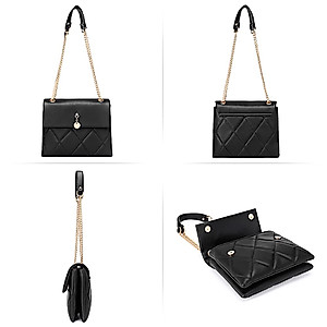CLUCI Crossbody Bags for Women Small Vegan Leather Designer Handbags Leather and Metal Chain Strap, Ladies Shoulder Bag Black