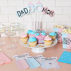 Big Dot of Happiness Baby Gender Reveal - Picture Bingo Cards and Markers - Team Boy or Girl Baby Shower Shaped Bingo Game - Set of 18