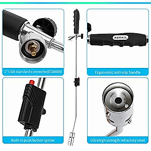 Weed Torch Propane Burner,Blow Torch ,50,000BTU,Gas Vapor, Self Igniting , with Flame Control Valve and Ergonomic Anti-slip Handle