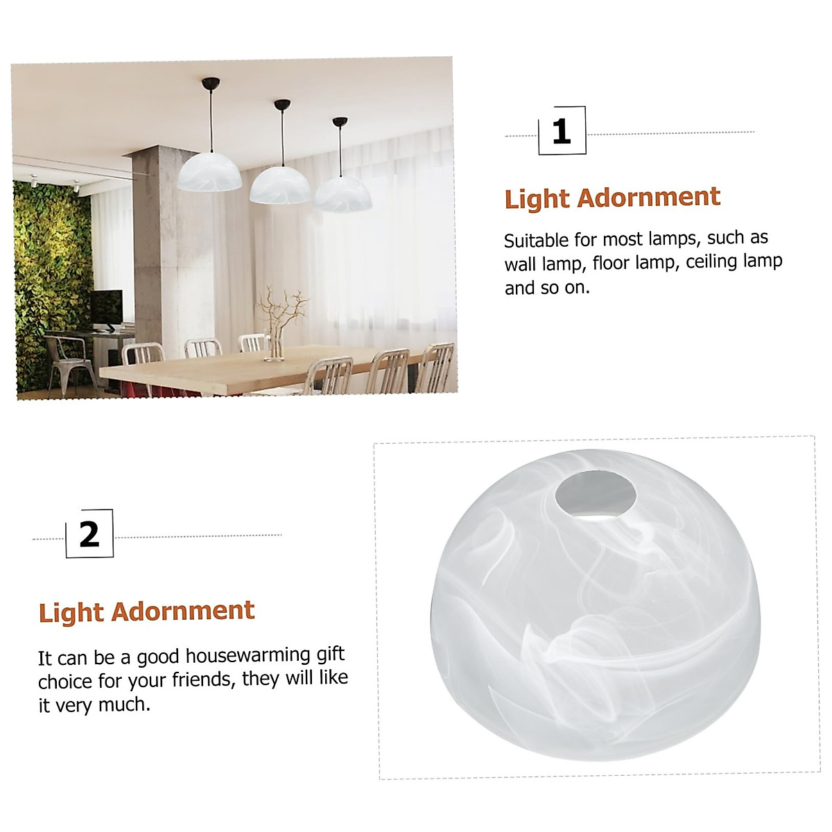 BESTOYARD 2pcs Frosted Glass Lampshade Chandelier Shade Chandelier Lamp Shades Glass Light Covers Alabaster Shade Wall Led Glass Bell Alabaster Shad Globe Lamp Cover Round White Pendant