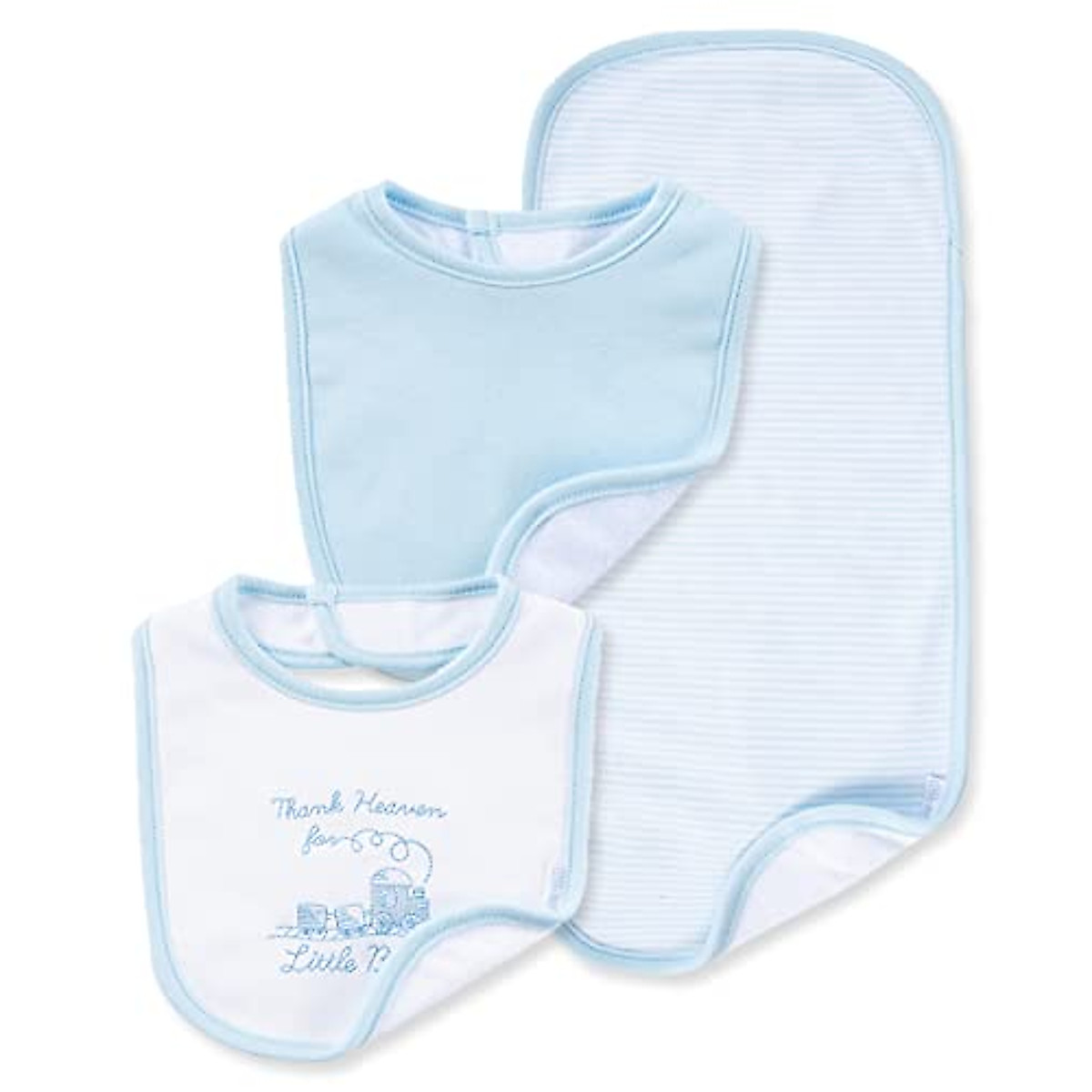 Little Me Baby Boy Newborn Bib and Burp set, Blue/Multi, One Size