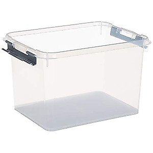 Allibert Storage box Handy Plus with lid 20L in transparent/silver, 40 x 29 x 25 cm
