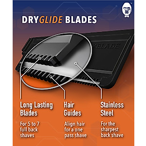 Bakblade 2.0 Refill Cartridges Bundle, Back Hair & Body Shaver Replacement Cartridges, Extra-Wide Wet Dry & Disposable Razor Blades (6 Blades)