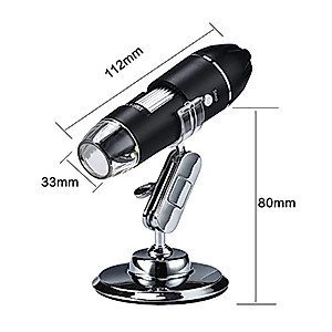 N/A Adjustable 1600X 3 in 1 USB Digital Microscope Type-C Electronic Microscope Camera for 8 LED Zoom Magnifier (Color : Black, Size : 1600X)