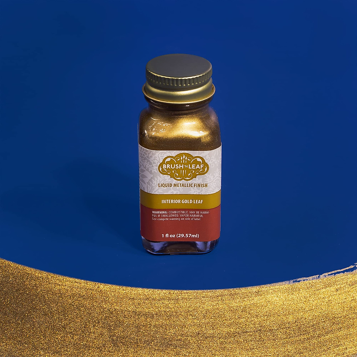 AMACO Brush N Leaf - Gold Leaf 1oz Bottle - Liquid Gold Leaf Paint for Metal Wood Ceramic and More - Interior Liquid Leaf Paint for Objects and Furniture