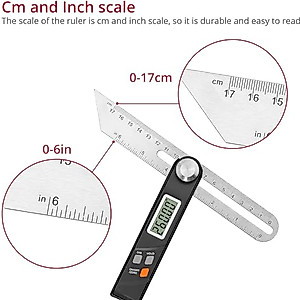 XUNTOP Sliding T Bevel Gauge with Stainless Steel Blade 360°Digital Protractor Portable Angle Finder with LCD Display for Woodworking, DIY