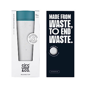 Circular & Co Reusable Coffee Cup - 16oz - 100% Leakproof Large Travel Mug - Made from Recycled Coffee Cups - Sustainble Insulated Coffee Tumbler - BPA Free - Dishwasher Safe