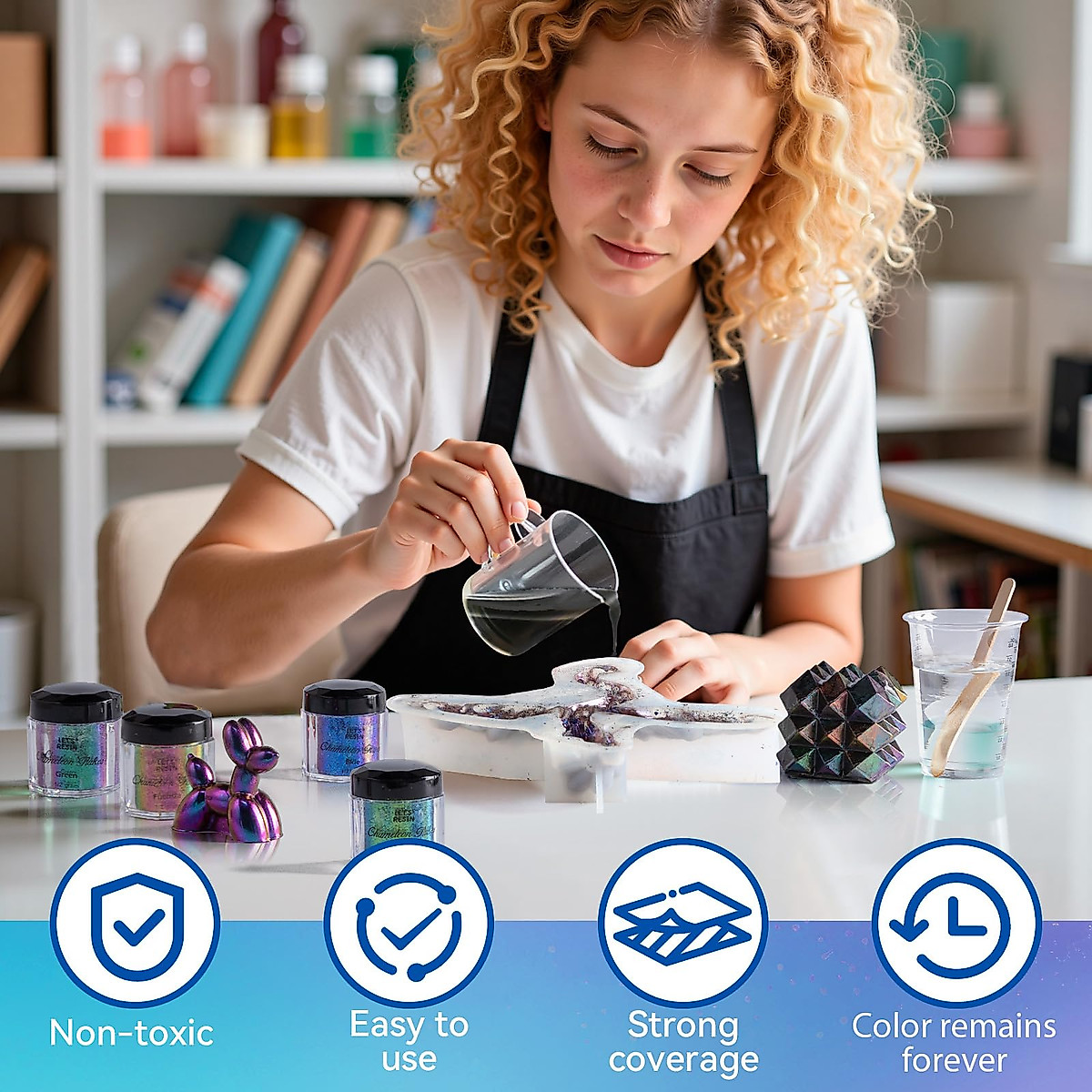 LET'S RESIN Chameleon Flakes, Resin Supplies -Intense Colorshift Pigment Powder for Resin Molds/Tumblers, Chrome Powder Pigment for Christmas Nail Art/Paint/Soap Making