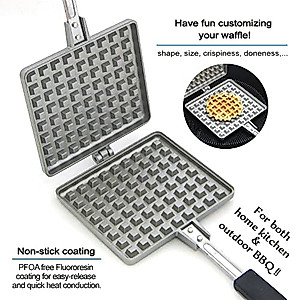 Waffle Maker [ Made in Japan ] Has Nonstick Coating, 5.43 x 5.42 inch Portable DIY Waffle Maker for Kitchen and Camping