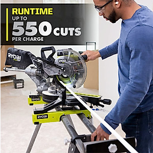RYOBI ONE+ HP 18V Brushless Cordless 10 in. Sliding Compound Miter Saw Kit with 4.0 Ah HIGH PERFORMANCE Battery and Charger