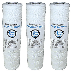 Hot Water Filter System, KleenWater Premier KWHW2510 High Temperature Filtration System Multi-Pack with Scale Inhibitor Cartridges, 1 Inch Inlet Outlet