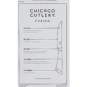 Chicago Cutlery Fusion 6 Piece Forged Premium Steak Knife Set, Cushion-Grip Handles with Stainless Steel Blades, Resists Stains, Rust, & Pitting, Kitchen Knives
